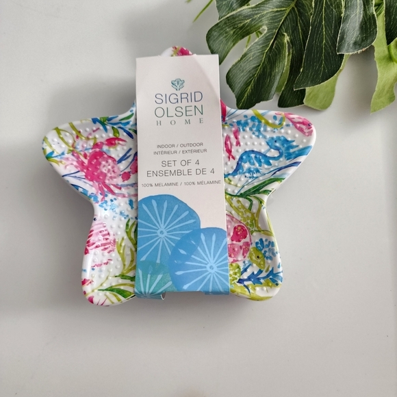 Sigrid | Other | Sigrid Olsen Melamine 4 Watercolor Beach Sealife Theme ...